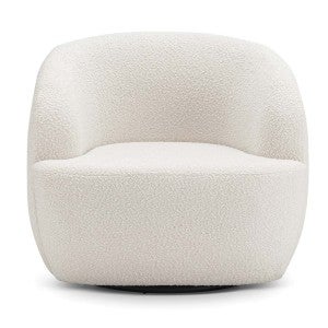 Cuddle Boucle Fabric Swivel Tub Chair, Cream