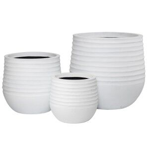 Ryker 3 Piece Stonelite Planter Set, White