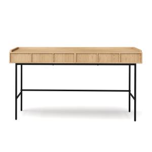 Linea Wooden 2 Drawer Desk, 140cm, Natural