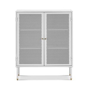 Mesh Steel 2 Door Side Cabinet, White