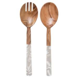 Bindi Mango Wood Salad Server Set, Beige