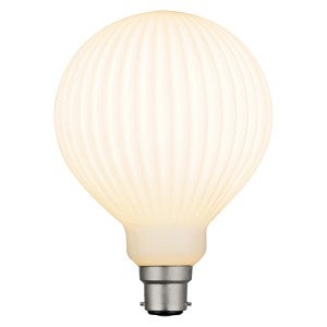 Mercator G125 Fluted LED Bulb, B22, 4W, 3000K, Opal