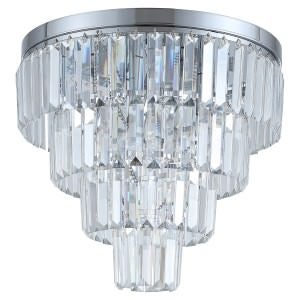 Four Drop Metal & Crystal Glass Droplet Flush Mount Ceiling Light, Chrome