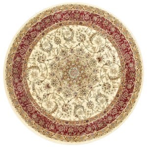 Granada No.15 Oriental Round Rug, 240cm, Cream / Red