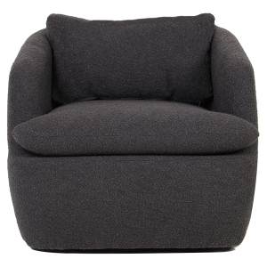 Pewton Boucle Fabric Swivel Armchair, Dark Grey