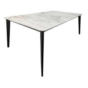 Vistana Ceramic Top Dining Table, 140cm, White / Black