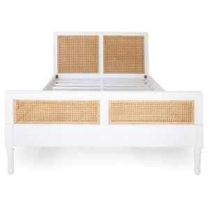 Saman Timber & Rattan Bed, Super King, White