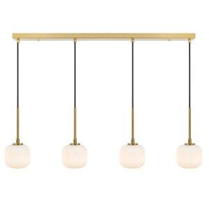 Bobo Metal & Glass Pendant Light, 4 Light, Antique Gold / Opal
