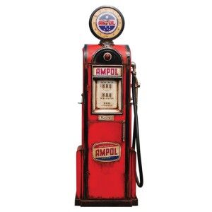 Ampol Petrol Pump Metal Storage Cabinet with Clock