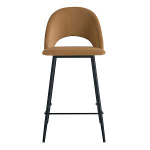 Asta Velvet Fabric Counter Stool, Set of 2, Saffron / Black