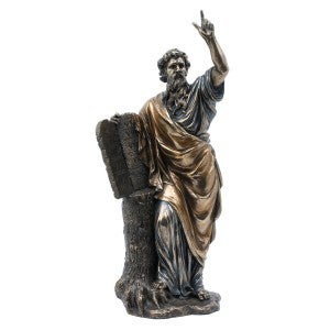 Cast Bronze Figurine of Moses Holds The Ten Commandments