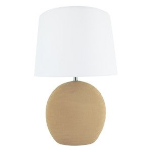 Kima Round Ceramic Base Table Lamp, Tan