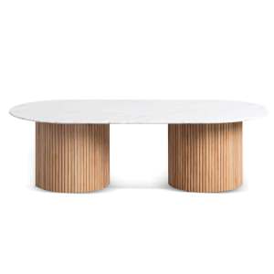 Athol Marble Top Oval Coffee Table, 130cm, White / Natural