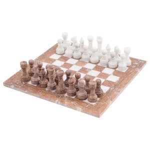 Archaia Marble Chess Set, 38cm, Marinara / White