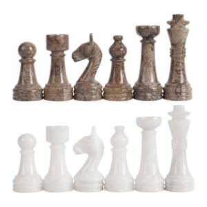 Archaia Marble Chess Piece Set, White / Grey