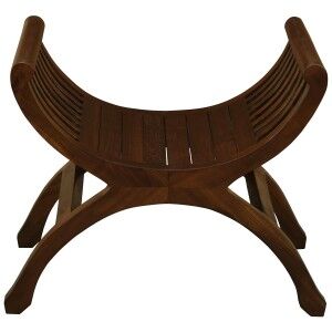 Quon Liam Mahogany Timber Curved Stool, Mahogany