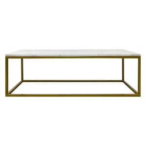 Jal Marble & Metal Coffee Table, 120cm, White / Gold