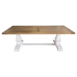 Rimini Oak Timber Trestle Dining Table, 240cm, Natural / Matt White