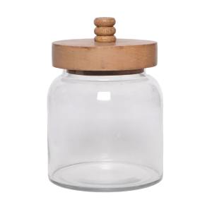 Caelora Glass Jar with Mango Wood Lid, Small