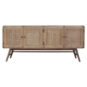 Sandro Mindi Wood & Rattan 4 Door Sideboard, 180cm, Natural