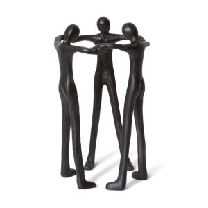 Blanquel Metal Human Figure Sculpture, Embracing, Black