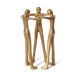 Blanquel Metal Human Figure Sculpture, Embracing, Antique Gold