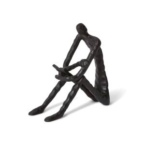 Blanquel Metal Human Figure Sculpture, Reading, Black