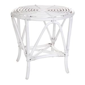 Copra Rattan Round Side Table, White