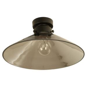 Rae Glass DIY Batten Fix Ceiling Light, Cone, Large, Black / Smoke