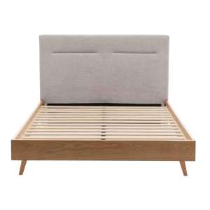 Emberon Chenille Fabric & Wood Platform Bed, Double