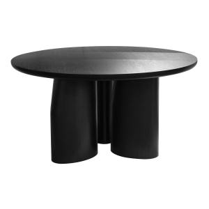 Roku Wooden Round Dining Table, 150cm, Black