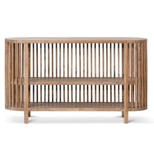 Nordin Reclaimed Elm Timber Oval Open Shelf Sideboard, 140cm