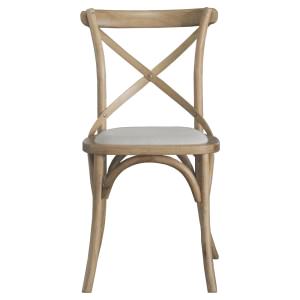 Kasan Oak Timber Cross Back Dining Chair, Fabric Seat, Natural Oak