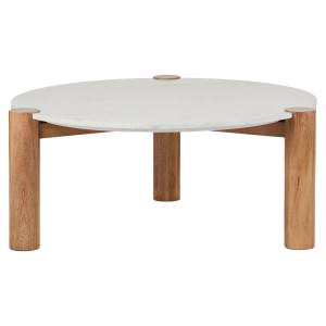 Grand Designs Ulan Marble & Mango Wood Round Coffee Table, 86cm