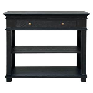 Heston II Oak Timber Console Table, 95cm, Black Oak