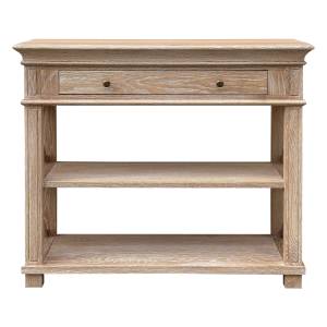 Heston II Oak Timber Console Table, 95cm, Lime Washed Oak
