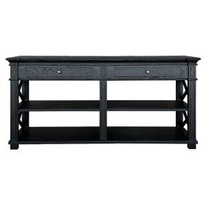 Heston Oak Timber Console Table, 160cm, Black Oak