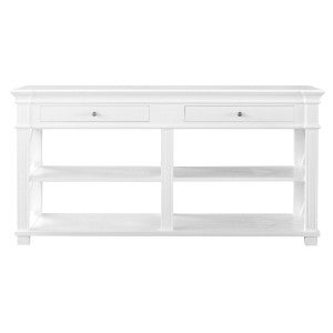 Heston Oak Timber Console Table, 160cm, Matt White