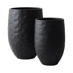Buta 2 Piece Polystone Pot Set, Large, Black