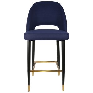 Durafurn Semifreddo Commercial Grade Fabric Bar Stool, Metal Leg, Navy / Black Brass