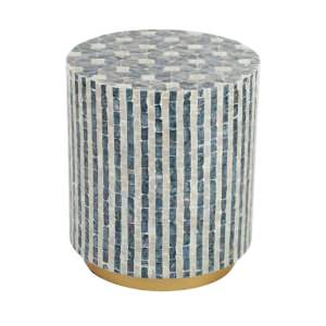 Nya Shell Inlaid Round Accent Stool / Side Table
