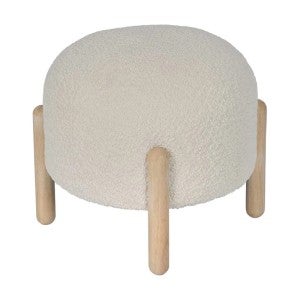 Maddison Fabric Round Ottoman Stool, Beige