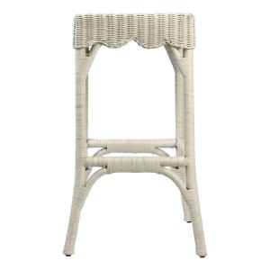 Belle Rattan Bar Stool, White