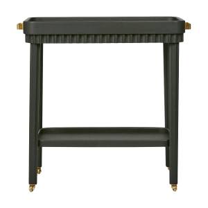 Royce Fluted Oak Timber Bar Cart, Black