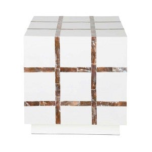 Arc Seashell Inlaid Square Side Table
