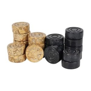 Archaia Marble Checkers Piece Set, Black / Coral
