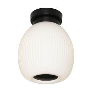 Garman Ribbed Glass Batten Fix Ceiling Light, Black