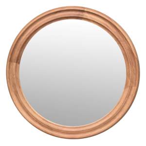 Angie Oak Timber Frame Round Wall Mirror, 100cm, Natural Oak