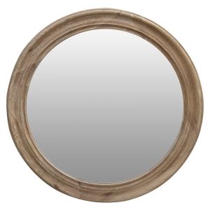 Angie Oak Timber Frame Round Wall Mirror, 100cm, Lime Washed Oak