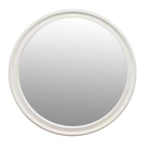 Angie Birch Timber Frame Round Wall Mirror, 100cm, Matt White